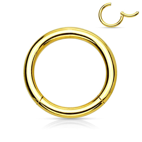 Gold Surgical Steel Hinged Clicker CBR Helix Tragus Cartilage Septum Hoop Ring Pierced Universe